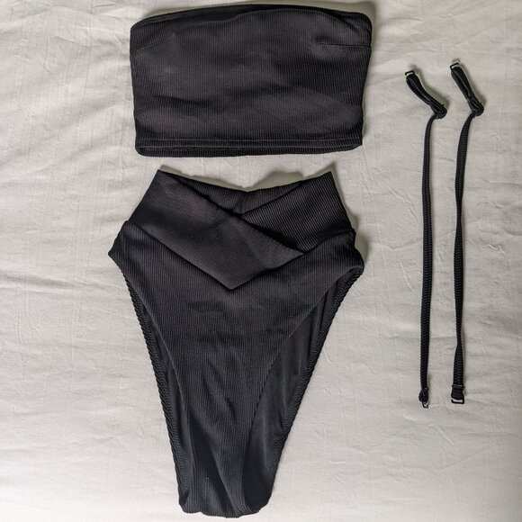 aerie | Swim | Aerie Ribbed Longline Bandeau Bikini Top Ribbed ...